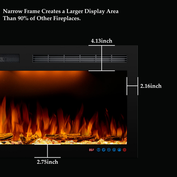 BIG Series 60" Electric Fireplace Insert | Recessed & Wall Mounted Hea ...