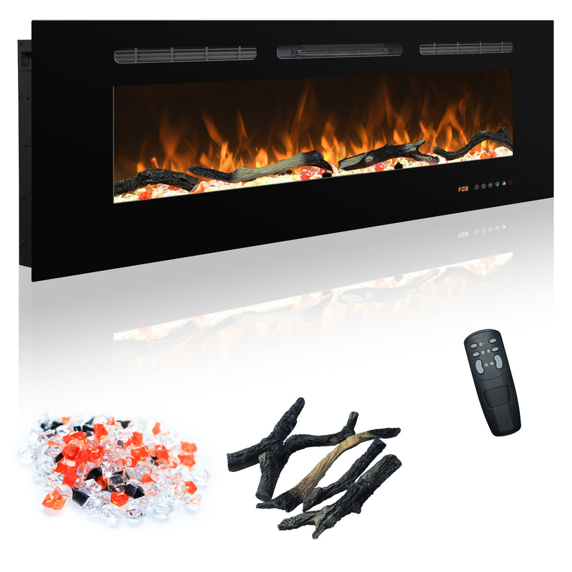 EFR 42" Electric Fireplace Wall Recessed and Wall Mounted Inserts Heat ...